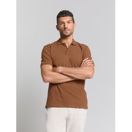 T-Shirt NO EXCESS "NO EXCESS Piqué Poloshirt", Herren, Gr. L, braun (camel), 95% Baumwolle, 5% Elasthan, Shirts