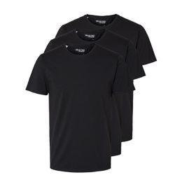 T-Shirt Selected Homme "SLHROLAND SS O-NECK TEE 3-PACK NOOS", Herren, Gr. S, schwarz, Jersey, Obermaterial: 95% Baumwolle, 5% Elasthan, unifarben, Basic, regular fit normal, Rundhals, Shirts
