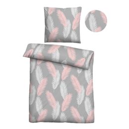 Bettw&auml;sche "0561117", grau (sturmgrau), B/L: 155cm, 1 Stk., 1 Stk., Microfaser, B/L: 80cm x 80cm, 2 Stk., Microfaser, Obermaterial: 100% Polyester, CASTELL - MARKENBETTW&Auml;SCHE, Bettw&auml;sche, Bettw&auml;sche, feiner Glanz + weicher Griff, pflegeleicht, ganzj&auml;hrig einsetzbar, RV