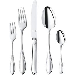 Besteck-Set WMF "Premiere in klassisch-eleganter Optik, ergonomisch, Wellenschliff", silber (edelstahlfarben), 66 Stk., Cromargan Edelstahl Rostfrei 18/10, Essbesteck-Sets, spülmaschinengeeignet, optimale Schärfe, hochwertiger Besteckkasten