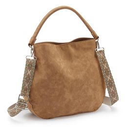 Handtasche Vivance "Umhängetasche", Damen, Gr. B/H/T: 32cm x 32cm x 9cm, braun (camelfarben), Lederimitat, unifarben, Taschen, Schultertasche, Henkeltasche im Western-Look, Crossbody Bag VEGAN