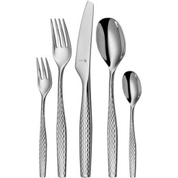 Besteck-Set WMF "Sentic", grau (edelstahl), 30 Stk., Cromargan Edelstahl Rostfrei, Essbesteck-Sets, ergonomisch, Cromargan protect