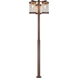 Trio LEUCHTEN Außen-Stehlampe "SAMBESI, Große Garten Stehleuchte Höhe 240cm, IP44 Dämmerungssensor", braun, 3, Ø 51cm H: 240cm, 1 Stk., Leuchten, Outdoor Stehlampe 3-flammig, exkl 3x E27 max 28W, Alu Druckguss