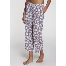 Pyjamahose Vivance Dreams, Damen, Gr. 32/34, N-Gr, blau (blau, rosa, gebl&uuml;mt), Single Jersey, Obermaterial: 50% Baumwolle, 50% Viskose, gebl&uuml;mt, Basic ca. Mitte Wade, Hosen Pyjamahose, Mit sch&ouml;nem Allovermuster