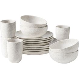 Kombiservice GIPFELSTÜCK "Geschirr-Set, Service Alpenwiese", beige (creme), 16 Stk., Steinzeug, Geschirr-Sets, Kombiservice, jedes Teil ein Unikat