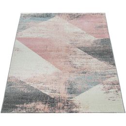 Teppich Paco Home "Mero 102", bunt (mehrfarbig), B:240cm H:16mm L:340cm, Polypropylen, Teppiche, Teppich, Kurzflor, modernes Design, Pastell-Farben, Used-Optik