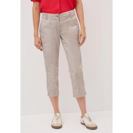 3/4-Hose Cecil, Damen, Gr. 34, L&auml;nge 24, beige (boulder beige), Web, 98% Baumwolle, 2% Elasthan, unifarben, comfort fit 3/4-L&auml;nge, Hosen, Middle Waist