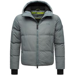 Steppjacke STONE HARBOUR "Tayroos XX", Herren, Gr. M (50), blau, Obermaterial: 100% Nylon; Futter: 100% Polyester; Wattierung: 100% Polyester; &Auml;rmelfutter: 100% Polyester, l&auml;ssig geschnitten h&uuml;ftbedeckend, hoch geschlossener Ausschnitt, &Auml;rmel ohne &Auml;rmelschlitz normaler Saum mit Daumenl&ouml;chern, Jacken Steppjacke, Gesteppte Herren Winterjacke mit Kapuze