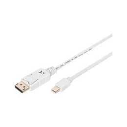 Digitus mini-DisplayPort > DisplayPort Anschlusskabel, Full HD 1080p wei&szlig;, 2 Meter