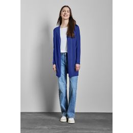 Strickjacke Street One, Damen, Gr. 34, blau (dodger blau), Stoff, 70% Viskose, 30% Nylon, unifarben, normal lang, ohne Ausschnitt, B&uuml;ndchen, Strickjacken Strickjacke, aus softer Viskose