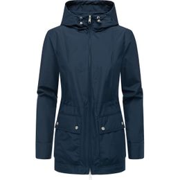 Funktionsjacke Ragwear "Monadetta A", Damen, Gr. L (40), blau (navy), Obermaterial: 100% Polyester; Innenfutter: 100% Polyester, Basic, figurumspielend Po-bedeckend, hoch geschlossener Ausschnitt, Ärmel ohne Ärmelschlitz abgesteppte Kante krempelbar, Jacken Funktionsjacke, Wasserdichte und atmungsaktive Übergangsjacke mit Kapuze