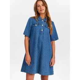 N&uuml;mph Jerseykleid N&Uuml;MPH "N&uuml;mph Dress NUHADDIE", Damen, Gr. 42, blau (medium blau denim), Obermaterial: 100% Baumwolle, Kleider Jerseykleid