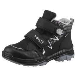 Klettboot Superfit "JUPITER WMS: Weit", Mädchen, Gr. 27, schwarz (schwarz, grau), Lederimitat, Polyester, Schuhe, Winterschuh mit gepolstertem Schaftrand, Größenschablone zum Download