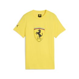 T-Shirt Puma "Scuderia Ferrari Sportswear Coloured Big Shield T-Shirt", Mädchen, Gr. 164, gelb (speed gelb), Obermaterial: 100% Baumwolle; Rippe: 75% Baumwolle, 25% Polyester, regular fit, Rundhals, Shirts T-Shirt