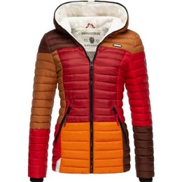 Steppjacke Navahoo "Multikulti", Damen, Gr. S (36), braun, Obermaterial: 100% Nylon, Futter: 100% Polyester, Wattierung: 100% Polyester, Ärmelfutter: 100% Polyester, colorblocking, tailliert hüftbedeckend, Ärmel ohne Ärmelschlitz Rippstrickbündchen kontrastfarben, Jacken, stylische Colorblocking Übergangsjacke m. Kapuze