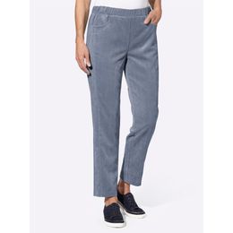 Cordhose Classic Basics, Damen, Gr. 40, Normalgr&ouml;&szlig;en, blau (taubenblau), 82% Polyester, 15% Polyamid, 3% Elasthan, unifarben, Hosen Cordhose