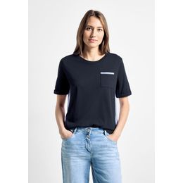 T-Shirt Cecil, Damen, Gr. S (38), blau (universal blau), Web, Vorderseite: 50% Modal, 50% Baumwolle; R&uuml;ckseite: 100% Baumwolle, unifarben, gerade h&uuml;ftlang, Rundhals, B&uuml;ndchen, Shirts T-Shirt, aus softem Materialmix