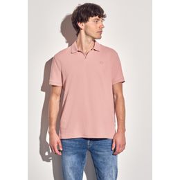 Poloshirt Street One MEN, Herren, Gr. L (42), orange (pastel peach), Web, 50% Baumwolle, 48% Polyester, 2% Elasthan, unifarben, normal normal, hoch geschlossener Ausschnitt, B&uuml;ndchen, Shirts, im soften Baumwoll-Mix