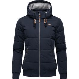 Steppjacke Ragwear "Nuggys Solid", Damen, Gr. L (40), blau (navy), Rippstrick, Obermaterial: 100% Polyester; Futter: 100% Polyester; Wattierung: 100% Polyester, normal h&uuml;ftlang, hoch geschlossener Ausschnitt, &Auml;rmel ohne &Auml;rmelschlitz Rippstrickb&uuml;ndchen mit innenliegendem Gummizug, Jacken Steppjacke, stylische und taillierte Winterjacke