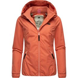 Outdoorjacke Ragwear "Dizzie", Damen, Gr. L (40), rot (ziegelrot), Au&szlig;enmaterial: 100% Polyester; Innenfutter: 100% Polyester; Wattierung: 100% Polyester, regular fit h&uuml;ftbedeckend, &Auml;rmel ohne &Auml;rmelschlitz Rippstrickb&uuml;ndchen, Jacken Outdoorjacke, Wasserdichte &Uuml;bergangsjacke mit gro&szlig;er Kapuze