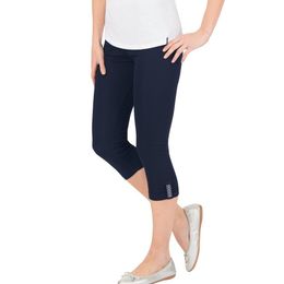 Leggings TRIGEMA "TRIGEMA Leggings 7/8 mit Kristallsteinen", Damen, Gr. L, US-Gr&ouml;&szlig;en, blau (navy), 95% Baumwolle, 5% Elasthan, Basic, Hosen Leggings