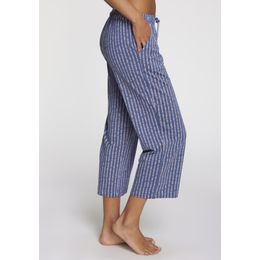 Pyjamahose Vivance Dreams, Damen, Gr. 32/34, N-Gr, blau (blau, rosa, gestreift), Single Jersey, Obermaterial: 50% Baumwolle, 50% Viskose, gestreift, Basic ca. Mitte Wade, Hosen Pyjamahose, Mit sch&ouml;nem Allovermuster
