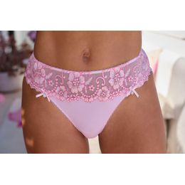 String Lascana "Wanda Dessous", Damen, Gr. 52/54, rosa (pink, rose), Microtouch, Obermaterial: 80% Polyamid, 12% Polyester, 8% Elasthan, Unterhosen String, mit Stickerei Spitze in blumiger Optik
