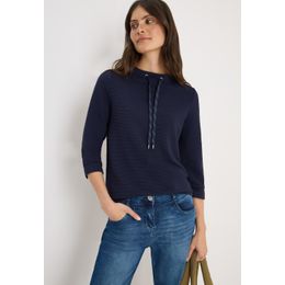 Sweatshirt Cecil, Damen, Gr. XS (36), blau (urban dunkelblau), Ottomane, Obermaterial: 60% Polyester, 37% Viskose, 3% Elasthan, Strukturmuster, unifarben, regular fit normal, ohne Ausschnitt, Sweatshirts Sweatshirt, mit 3/4-&Auml;rmeln