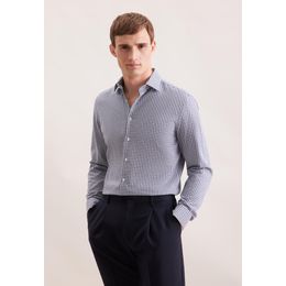 Flanellhemd Seidensticker "Schwarze Rose", Herren, Gr. M (40), normale &Auml;rmell&auml;ngen, dunkelblau, 100% Baumwolle, kariert, slim fit, 2-Knopf-Manschette, Hemden, Slim 1/1 Kentkragen Karo