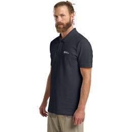 Poloshirt Jack Wolfskin "ESSENTIAL POLO M", Herren, Gr. M (50), blau (schwarz, navy), Oberstoff: 100% BAUMWOLLE ; Kontrastmaterial 1: 100% BAUMWOLLE ; Kontrastmaterial 2: 100% BAUMWOLLE, Shirts