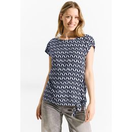 Kurzarmbluse Cecil, Damen, Gr. XS (36), wei&szlig; (vanillewei&szlig;), Stoff, 100% Viskose, bedruckt, gerade h&uuml;ftlang, Rundhals, B&uuml;ndchen, Blusen, aus softer Viskose