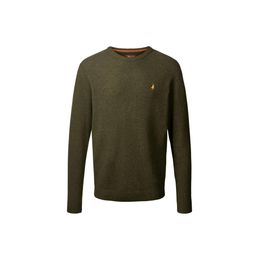 Rundhalspullover MCS "MCS Pullover Adrian", Herren, Gr. L, grün melange, Obermaterial: 80% Wolle, 20% Polyester, Pullover