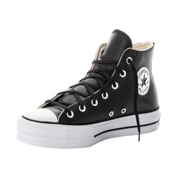 Sneaker Converse "CHUCK TAYLOR ALL STAR LEATHER PLATFORM", Damen, Gr. 38, schwarz-weiß (schwarz, weiß), Leder, Schuhe