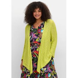 Strickjacke sheego by Joe Browns, Damen, Gr. 44/46, gr&uuml;n (limone), 95% Polyacryl, 5% Elasthan, unifarben, Strickjacken Strickjacke