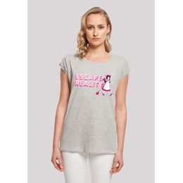 T-Shirt F4NT4STIC "Alice im Wunderland Escape Reality", Damen, Gr. 4XL, grau (erdgrau), Obermaterial: 100% Baumwolle, regular fit, Rundhals, ohne B&uuml;ndchen, Shirts T-Shirt, Retro, Heroes of Childhood, TV Serie