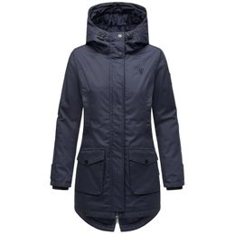 Parka Navahoo "Brinjaa", Damen, Gr. M (38), blau (navy), Obermaterial: 65% Polyester, 35% Baumwolle, Futter: 100% Polyester, Wattierung: 100% Polyester, Ärmelfutter: 100% Polyester, Basic, tailliert Po-bedeckend, hoch geschlossener Ausschnitt, Ärmel ohne Ärmelschlitz Rippstrickbündchen kontrastfarben, Jacken, Modischer Winter Kurzmantel mit zahlreichen Taschen