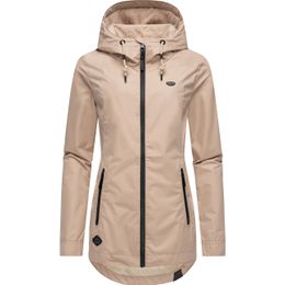 Outdoorjacke Ragwear "Zuzka", Damen, Gr. 4XL (48), braun (latte macchiato), Au&szlig;enmaterial: 100% Polyester. Innenfutter: 100% Polyester, tailliert Po-bedeckend, hoch geschlossener Ausschnitt, mit Kn&ouml;pfen,&Auml;rmel mit &Auml;rmelschlitz normaler Saum krempelbar,mit Druckknopf,mit Schlitz, Jacken Outdoorjacke, stylische &Uuml;bergangsjacke mit gro&szlig;er Kapuze