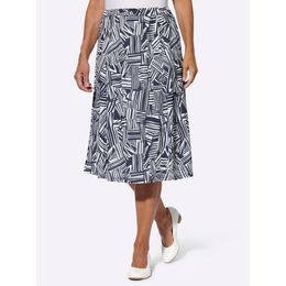 Jerseyrock CLASSIC, Damen, Gr. 38, blau (marine, ecru, bedruckt), 95% Polyester, 5% Elasthan, gemustert, mehrfarbig, wadenlang, R&ouml;cke