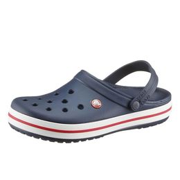 Clog Crocs "Crocband", Damen, Gr. 46, blau (marine, wei&szlig;, rot), Croslite&trade;, kontrastfarbene Details, Schuhe Clog, Sommerschuh, Gartenschuh, Poolslides, mit farbiger Laufsohle