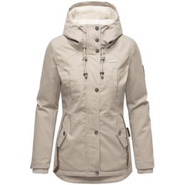 Winterjacke Marikoo "Bikoo", Damen, Gr. XXL (44), grau (helltaupe), Oberstoff: 100% Baumwolle; Futter: 100% Polyester; Wattierung: 100% Polyester; Ärmelfutter: 100% Polyester, figurumspielend hüftbedeckend, hoch geschlossener Ausschnitt, Ärmel ohne Ärmelschlitz Rippstrickbündchen, Jacken Winterjacke, sportliche Damen Outdoor Baumwolljacke mit Kapuze, Topseller