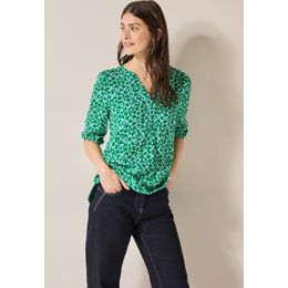 Klassische Bluse Cecil, Damen, Gr. XXL (46), blau (pastel blau), Stoff, 99% Viskose, 1% Metallfasern, bedruckt, klassisch normal, Rundhals, elastischer Bund, Blusen, mit Elastikbund an den Ärmeln