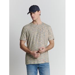 T-Shirt NO EXCESS "NO EXCESS Crewneck T-Shirt", Herren, Gr. L, gelb, 100% baumwolle, Shirts