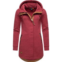 Langjacke Ragwear "Letty Intl.", Damen, Gr. XXXL(46), lila (himbeere), Sweatware, 54% Polyester, 41% Baumwolle, 5% Viskose, tailliert ca. Mitte Oberschenkel, hoch geschlossener Ausschnitt, &Auml;rmel ohne &Auml;rmelschlitz normaler Saum, Jacken Langjacke, Sportliche Kapuzenjacke mit Kunstleder-Elementen