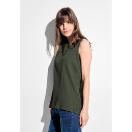 Blusentop Cecil, Damen, Gr. XL (44), gr&uuml;n (cool khaki), Stoff, 55% Polyester, 44% Viskose, 1% Elasthan, unifarben, gerade h&uuml;ftlang, Rundhals, B&uuml;ndchen, Blusen Blusentop, aus softem Materialmix