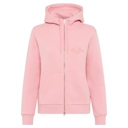 Kapuzensweatjacke Gant "REG TONAL SHIELD ZIP HOODIE", Damen, Gr. L, summer rose, angeraute Sweatware, Obermaterial: 78% Baumwolle, 22% Polyester, regular fit, Rippbündchen, Sweatjacken, Markenstickerei, Kapuze, Rippbündchen