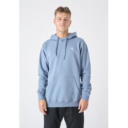 Kapuzensweatshirt Cleptomanicx "Hooded Embro Gull 2", Herren, Gr. L, blau, 100% Baumwolle, bestickt, normal, ohne Ausschnitt, Sweatshirts, im klassischen Design