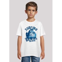 T-Shirt F4NT4STIC "Hawaii Surf Beach Summer", Mädchen, Gr. 134/140, weiß, Obermaterial: 100% Baumwolle, regular fit, Rundhals, ohne Bündchen, Shirts, Premium Qualität