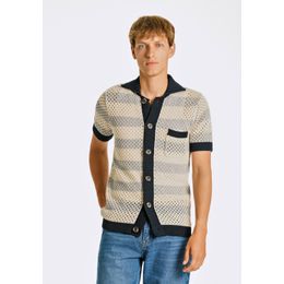 Strickjacke LINDBERGH "LINDBERGH Cardigan Kurzarm", Herren, Gr. L, grau (grau mel), Obermaterial: 100% Baumwolle, Strickjacken Strickjacke