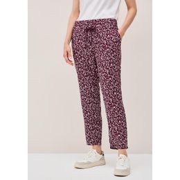 Jogger Pants Cecil, Damen, Gr. XXL, L&auml;nge 28, rot (mulberry rot), Stoff, 100% Viskose, bedruckt, slim fit kn&ouml;chelfrei, Hosen, Middle Waist