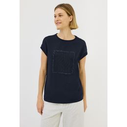 T-Shirt Cecil, Damen, Gr. M (40), blau (universal blau), Web, 48% Baumwolle, 48% Modal, 4% Elasthan, bedruckt, normal normal, Rundhals, abgesteppt, Shirts T-Shirt, aus Baumwolle mit Stretchante